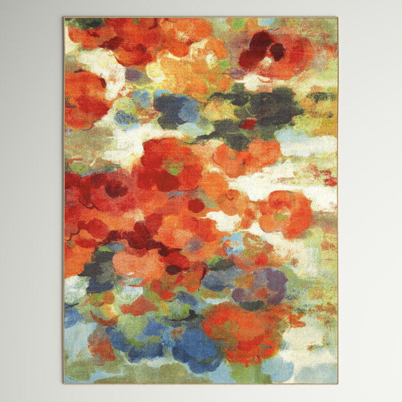 Andover Mills™ SantaCruz Floral Tufted Orange/Green Area Rug & Reviews ...