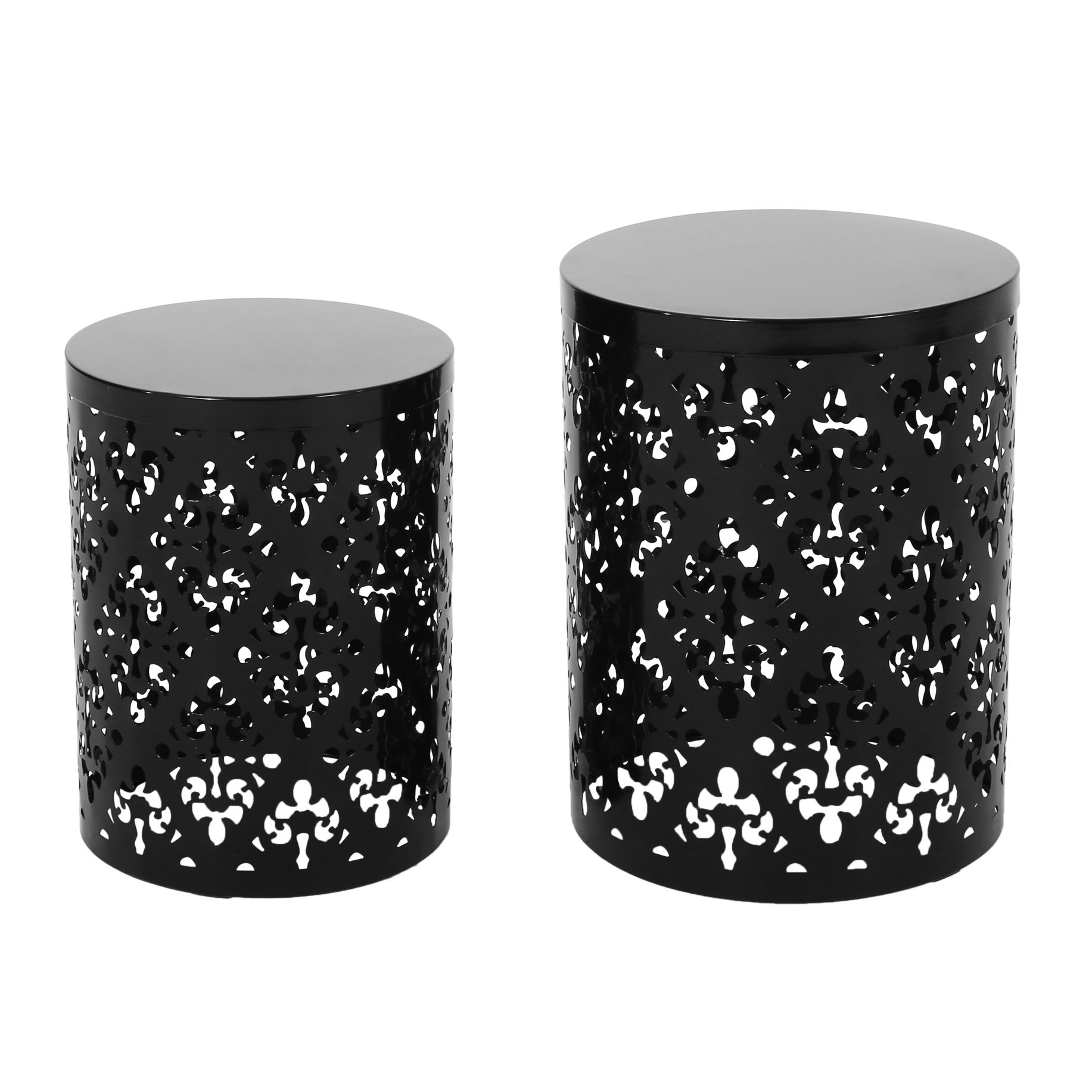 Ivy Bronx Metal S/2 End Tables, Modern Iron Cut Frame Design, Powder ...