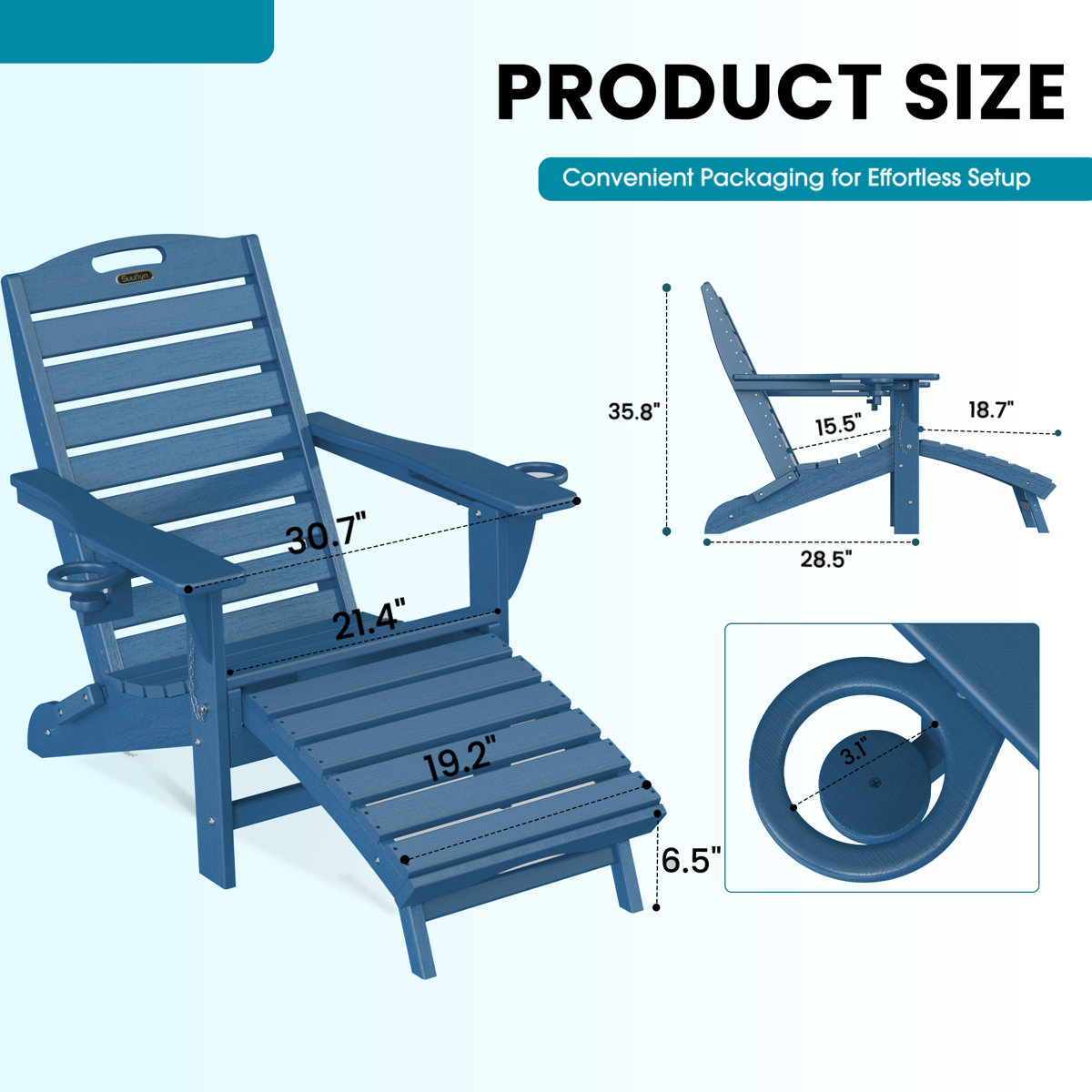 Ciokea Foldable Adirondack Chair Firepit Chairs With Hideaway Ottoman ...