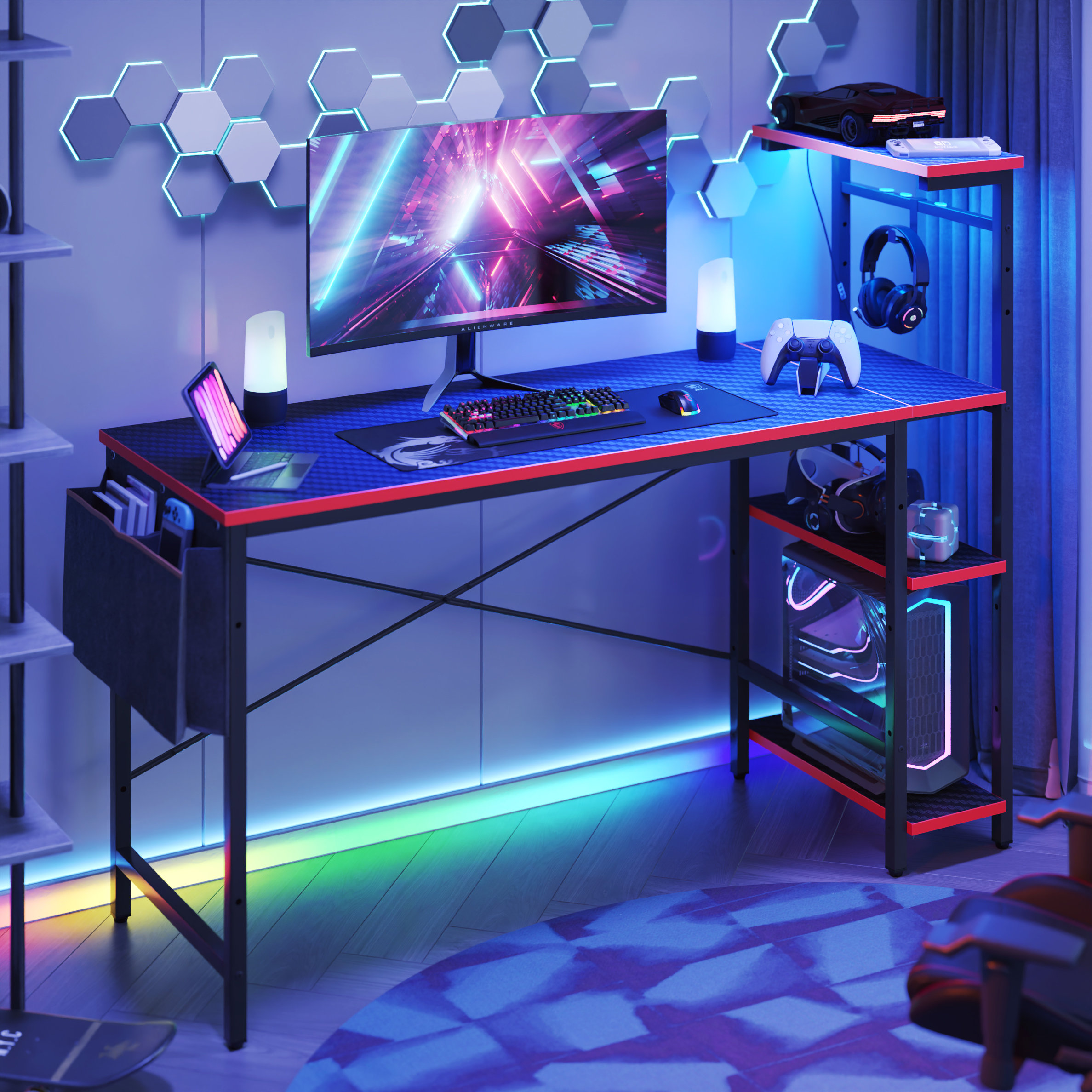 Trent Austin Design® Amaliya 61.3'' W Reversible Computer Desk, LED ...