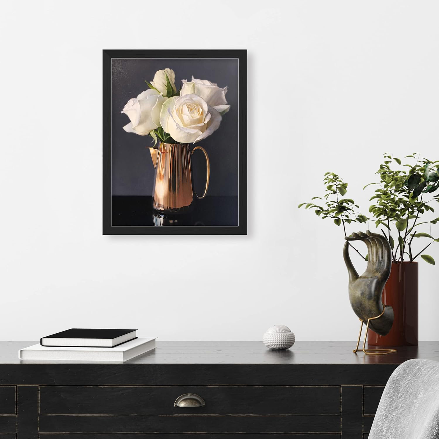SIGNLEADER Rose Flower Bouquet In Bronze Pitcher Wall Art Floral ...