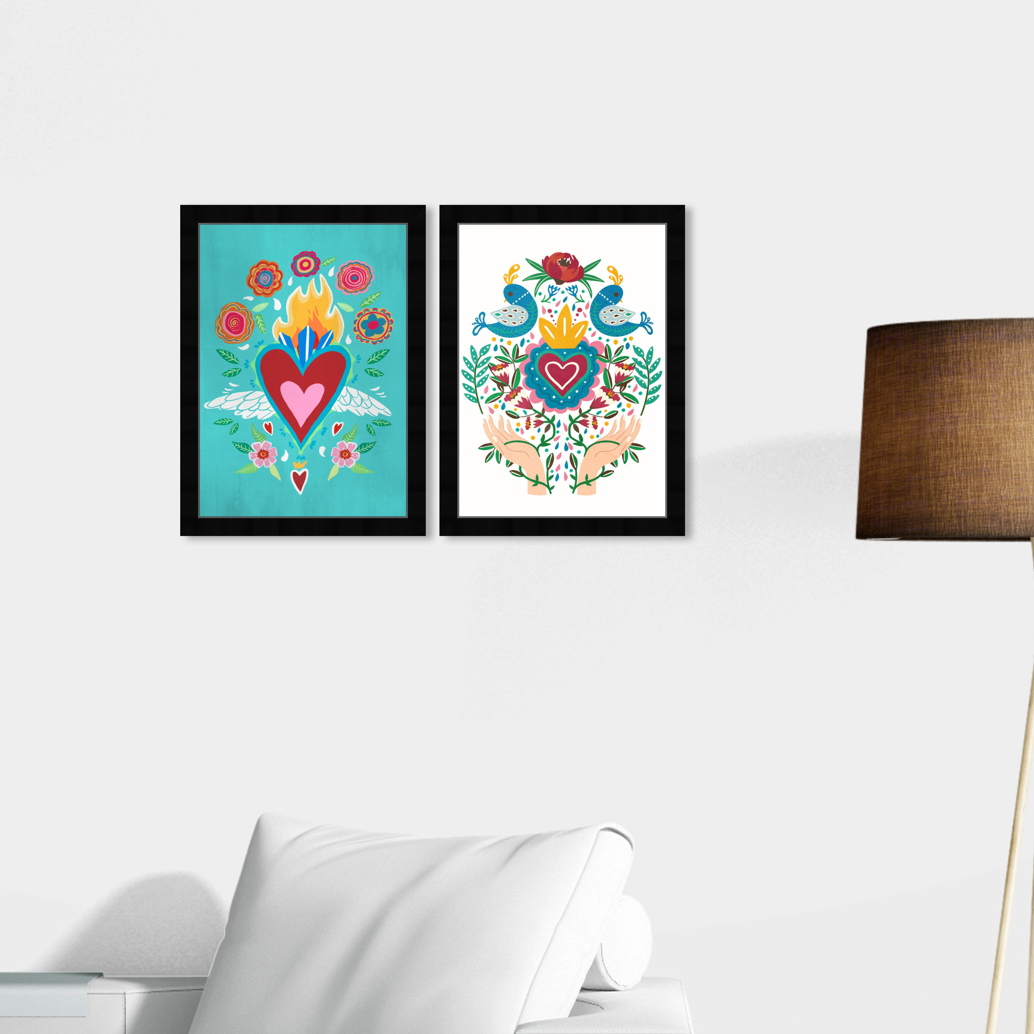 Wynwood Studio Burning Love Heart - 2 Piece Picture Frame Graphic Art ...