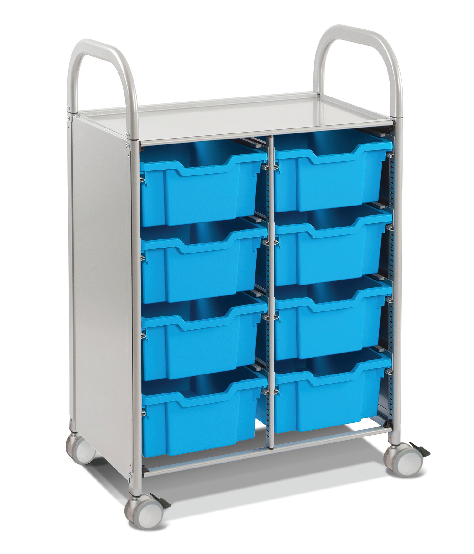 Gratnells Callero Plus Double Column 8 Compartment Tote Tray Cart with ...