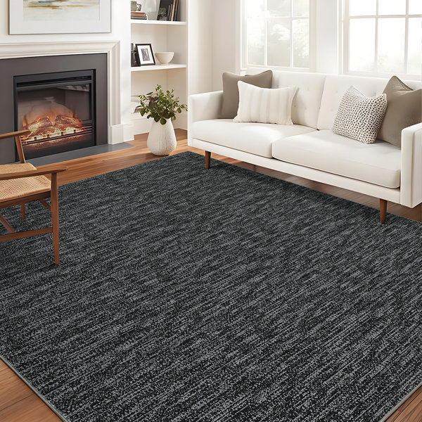 Latitude Run® Sommer Solid Machine Washable Rug with Rubber Backing for ...