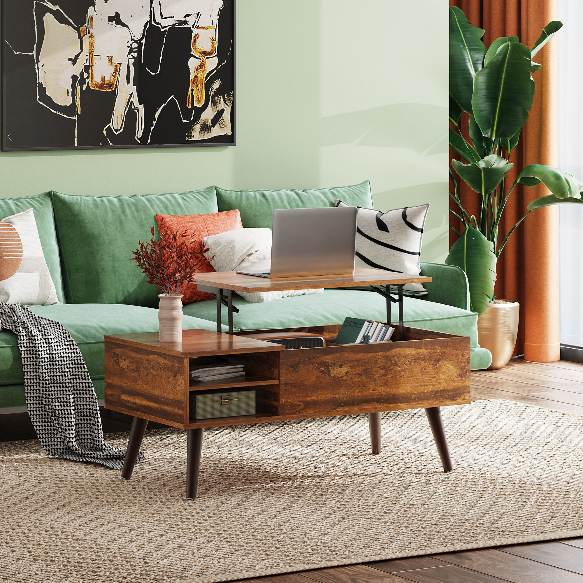 Wade Logan® Aravis Lift Top Coffee Table with Storage for Living Room ...