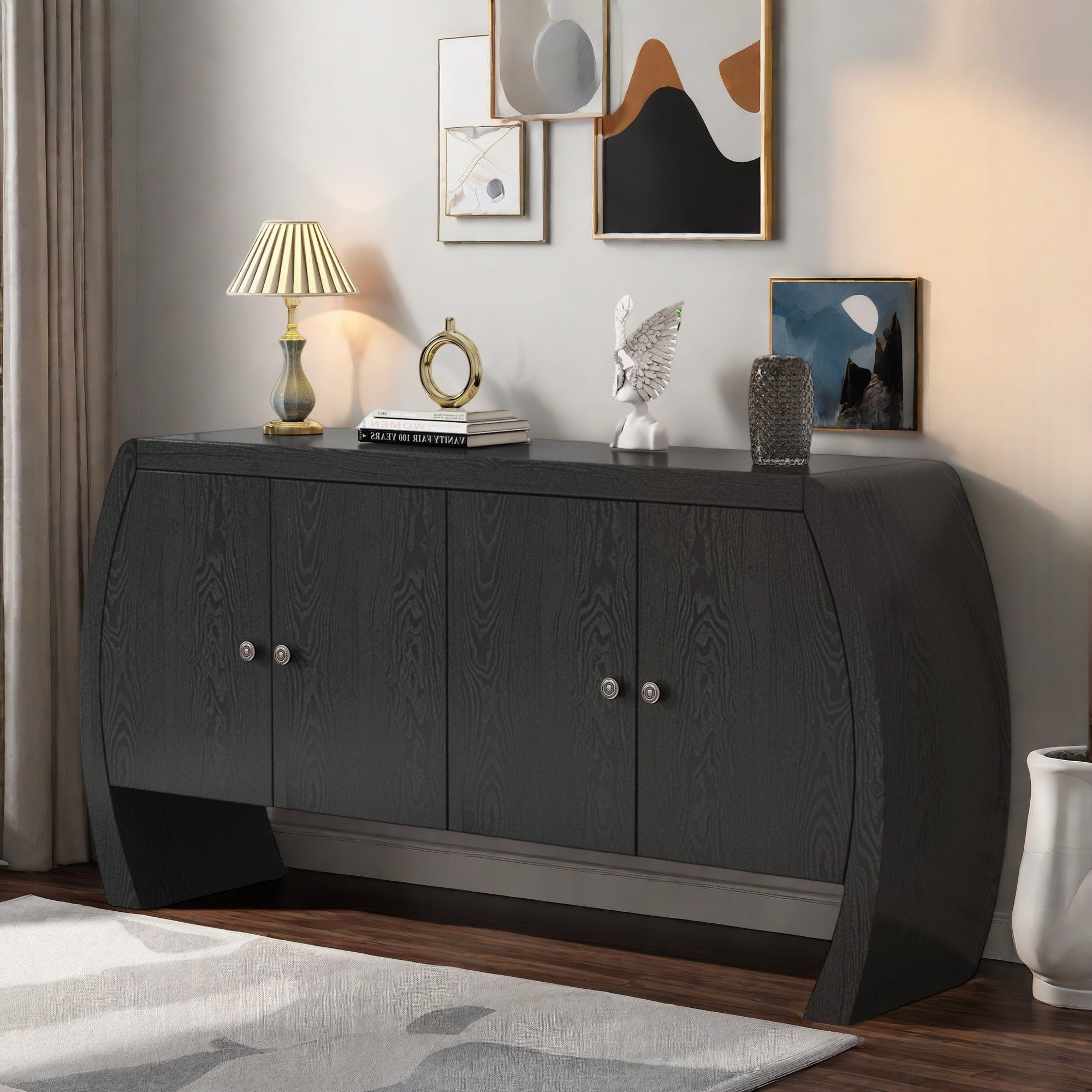 Ebern Designs Four-door Sideboard With Rounded Arc Legs, Antique Brass ...