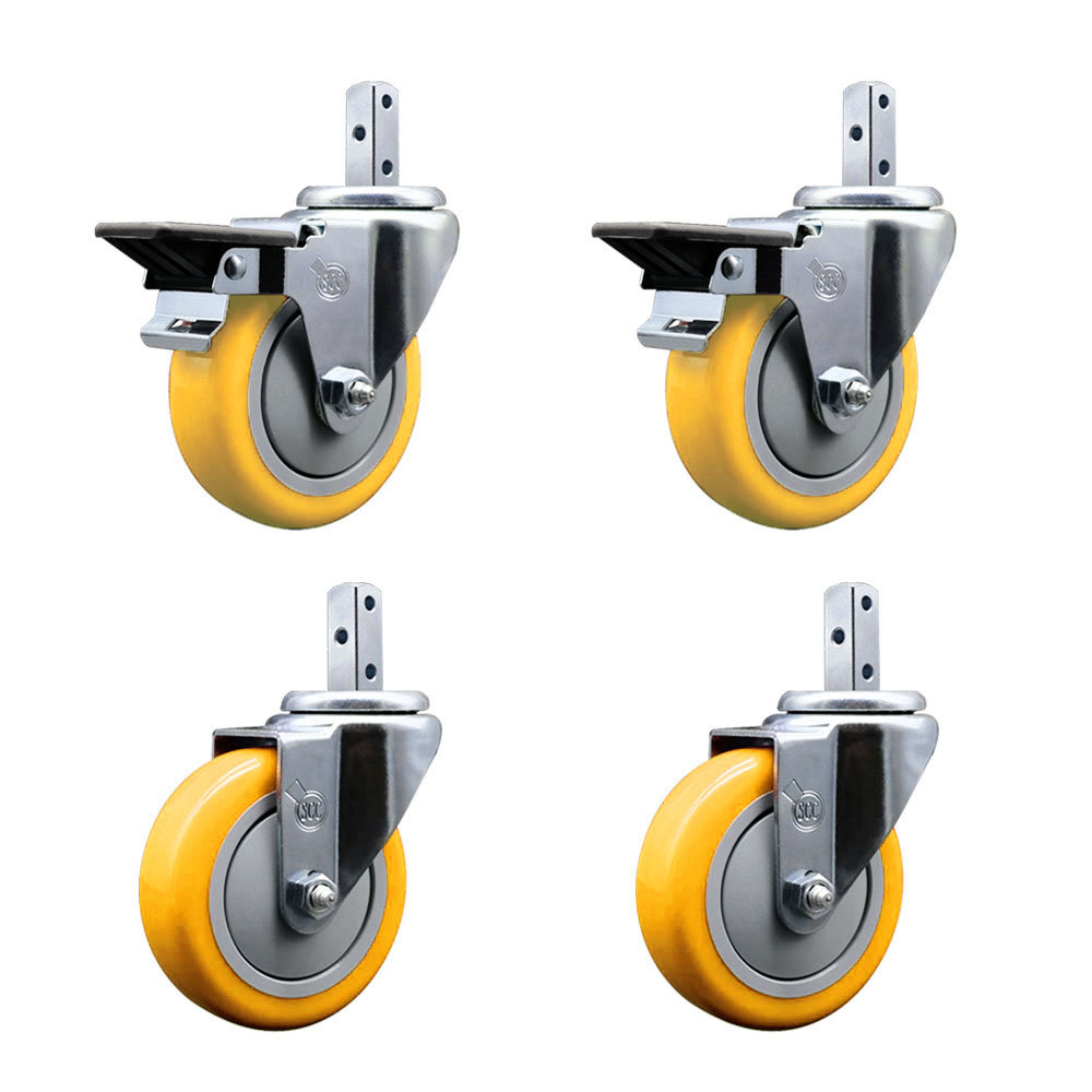 Service Caster 4 Inch Polyurethane Wheel Swivel 3/4 Inch Square Stem ...