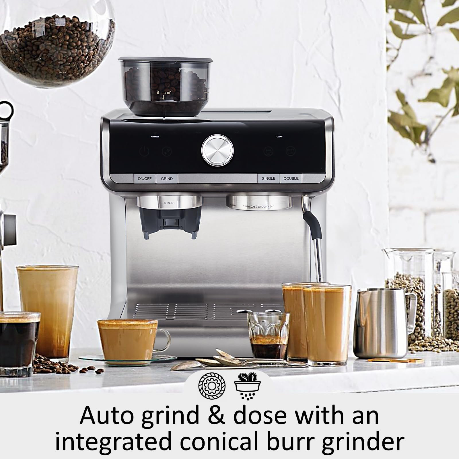 Zstar Espresso Coffee Maker, With Grinder, 2.8 L Water Tank | Wayfair