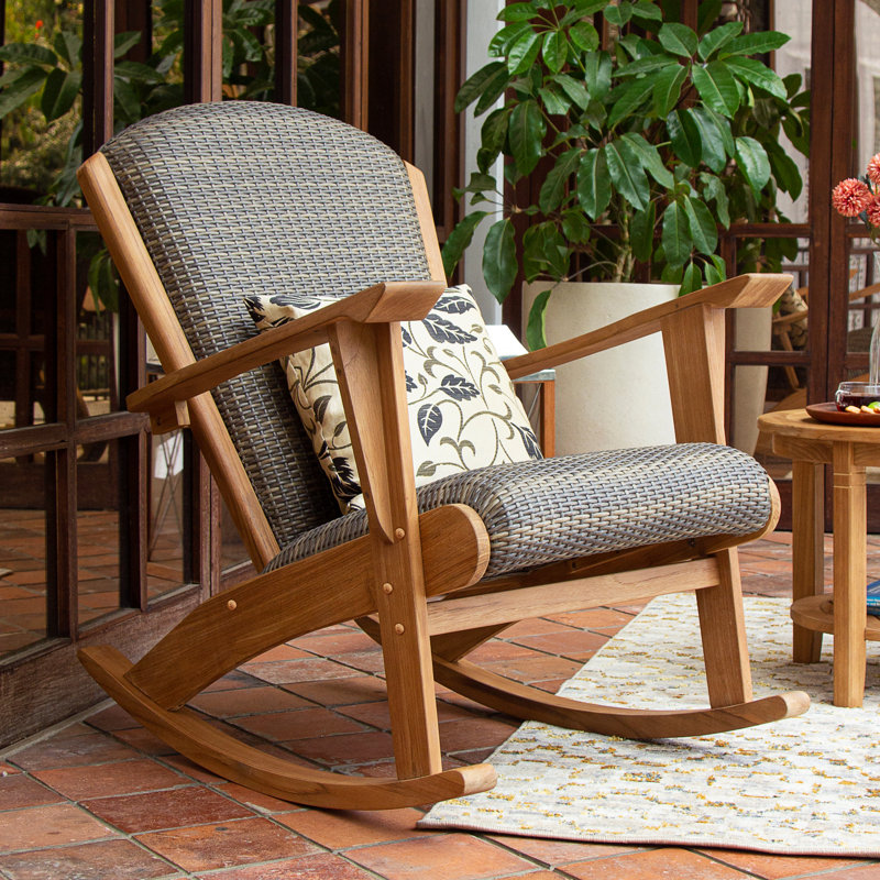Birch Lane™ Dezi Rocker Solid Wood Chair with Cushions | Wayfair