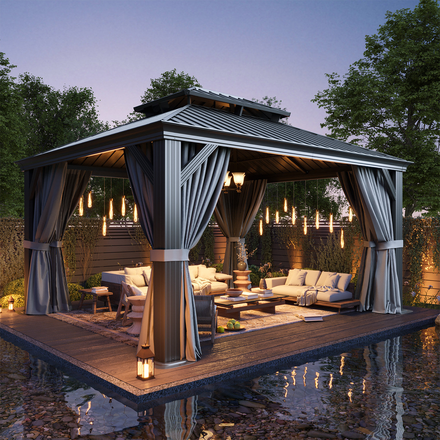 JolyDale 14 Ft. W X 12 Ft. D Metal With Water Guide Roof, 4.7inch ...