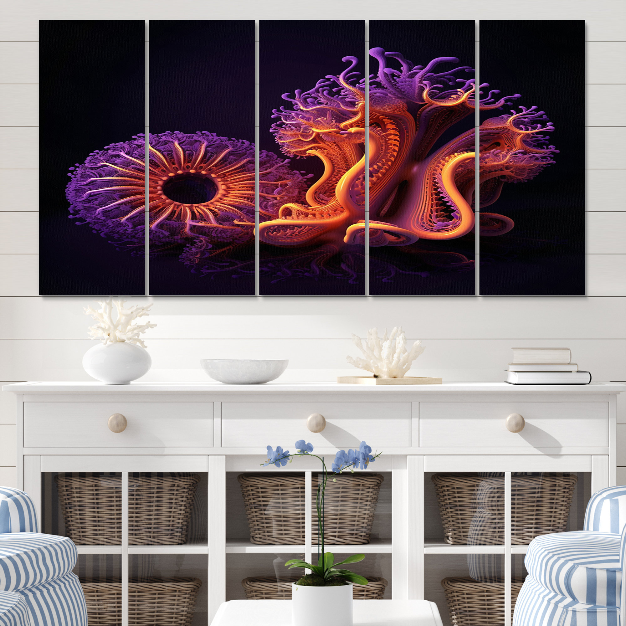 Beachcrest Home Abstract Purple Coastal Fauna Purple III - Coastal ...