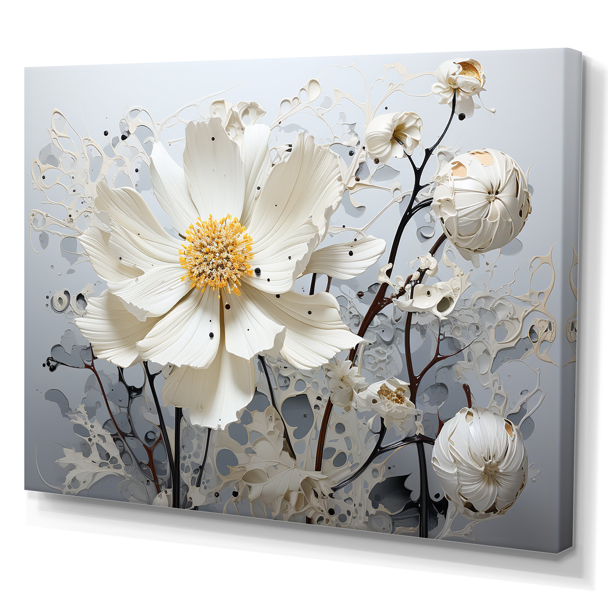 Winston Porter White Marigold Dreams On Canvas Print | Wayfair
