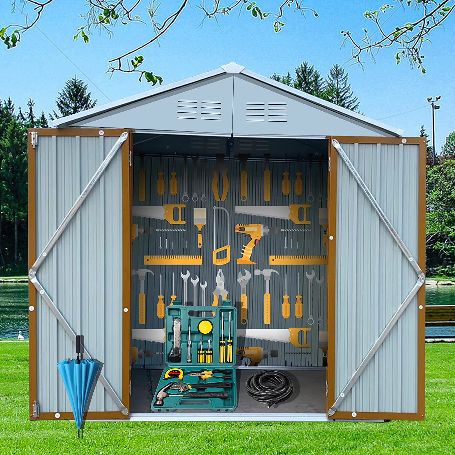 Sapphome 6 ft. W X 4 ft. D Metal Storage Shed | Wayfair