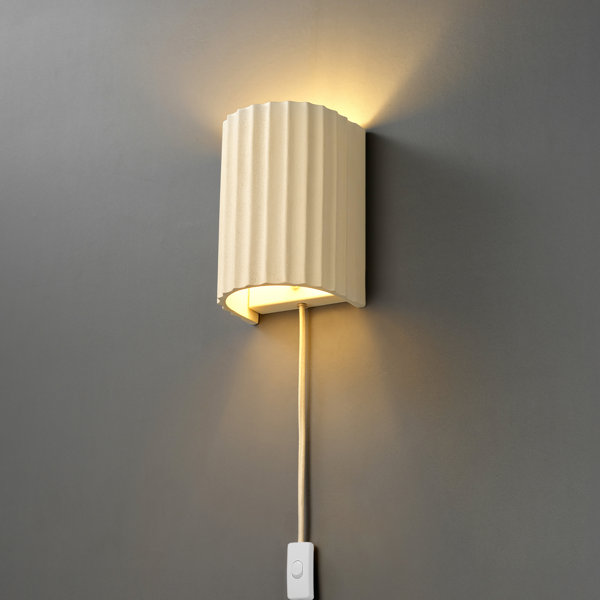 Ebern Designs 1-Light Cream Plug-In or Hardwire Wall Sconce & Reviews ...