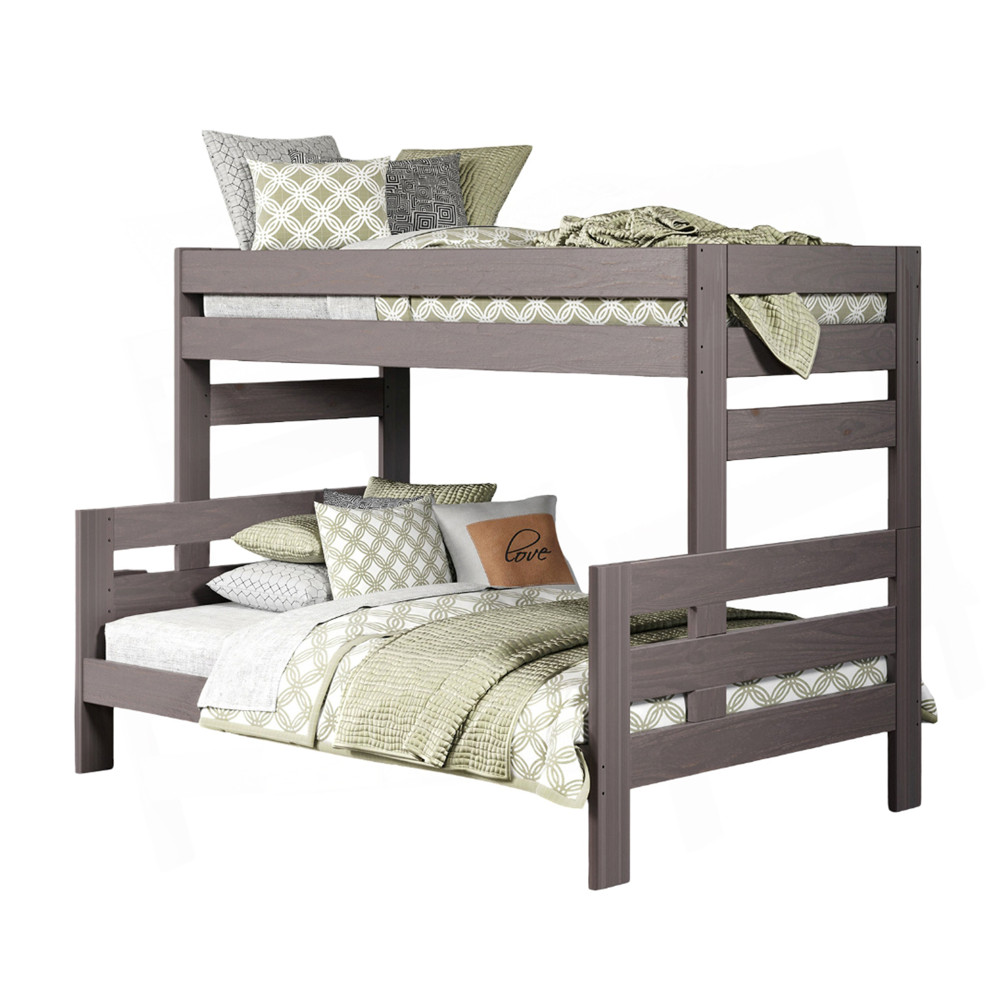 One Allium Way White Finish Rustic Bunk Bed Plank Wood Design Ladder ...
