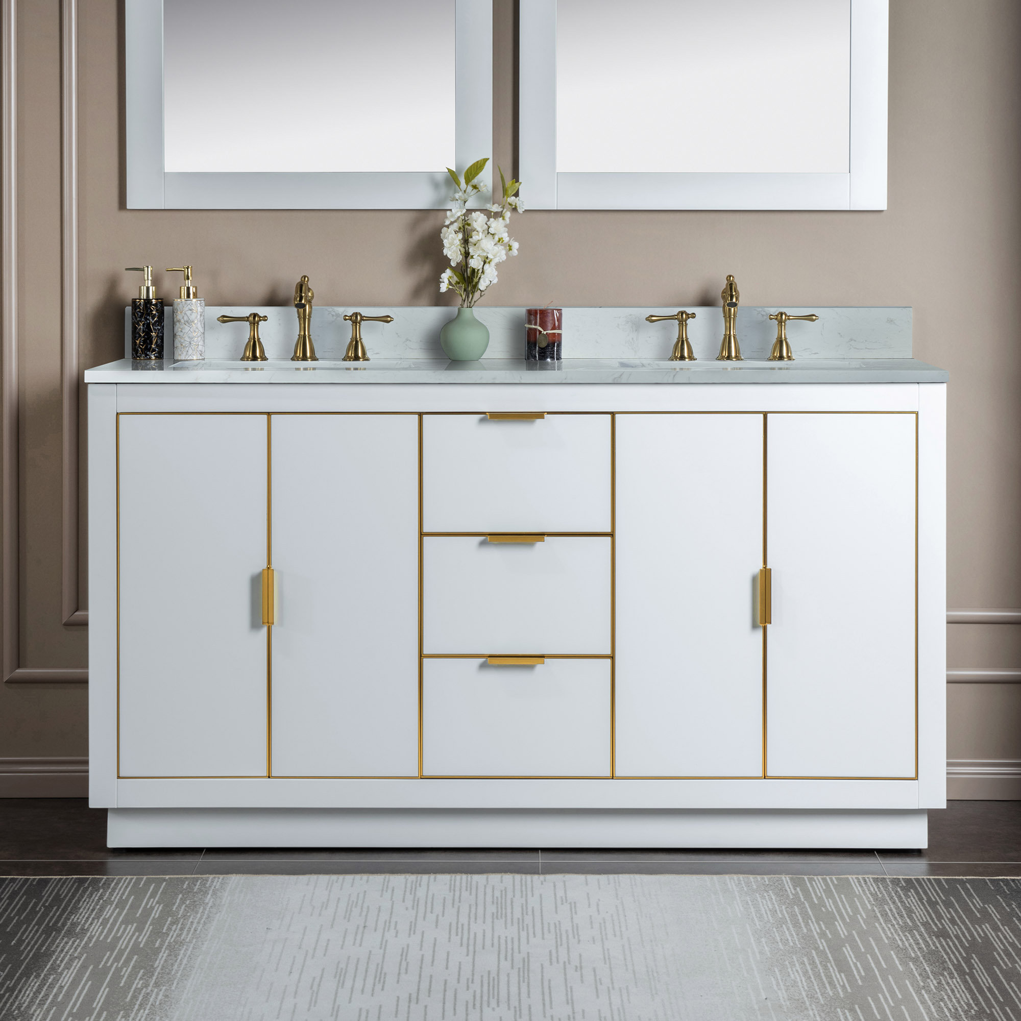 WoodBridge Venice 60"x21"x33" Solid Wood Bath Vanities | Wayfair
