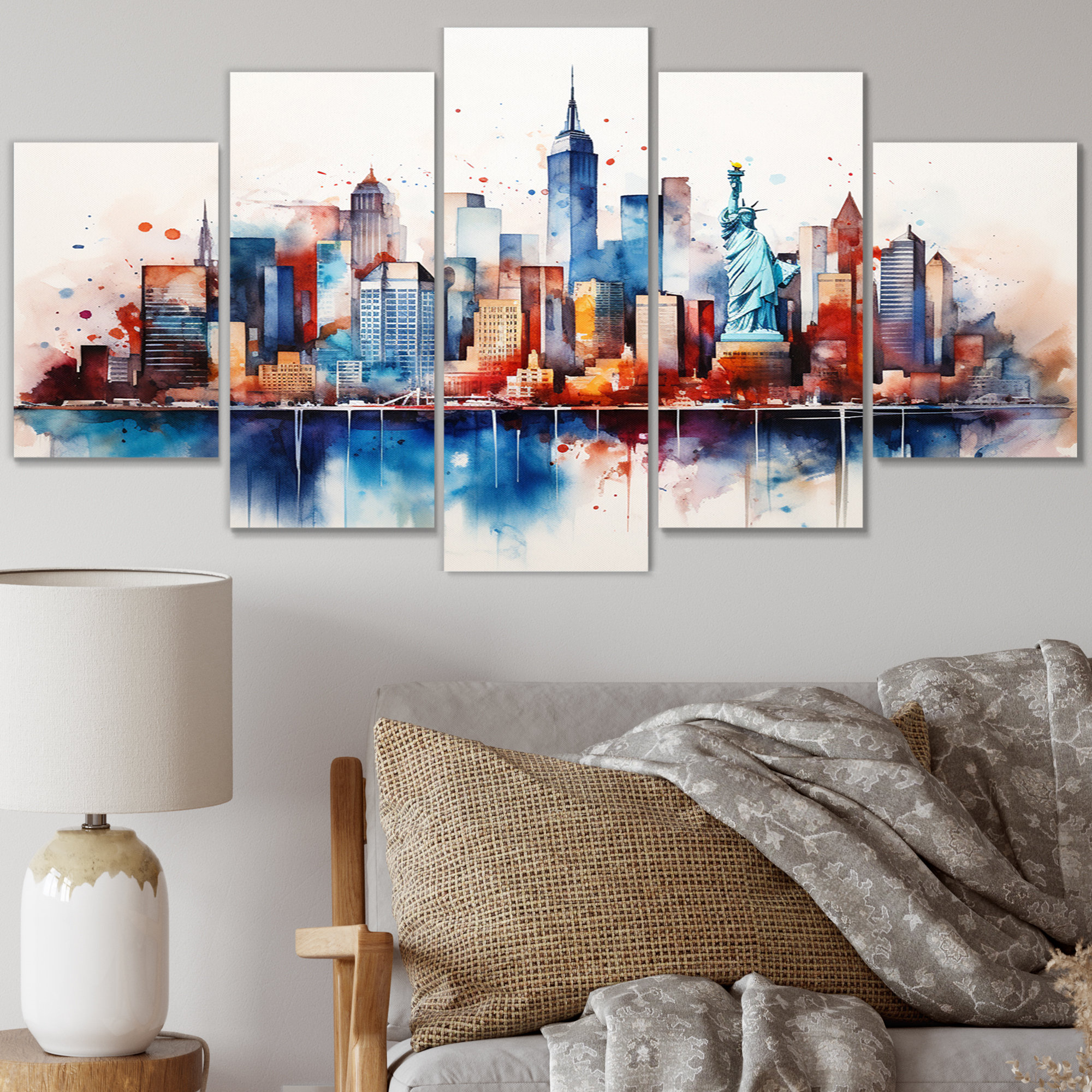 Latitude Run® Dreamy New York Scenery Retro Watercolor III - City New ...
