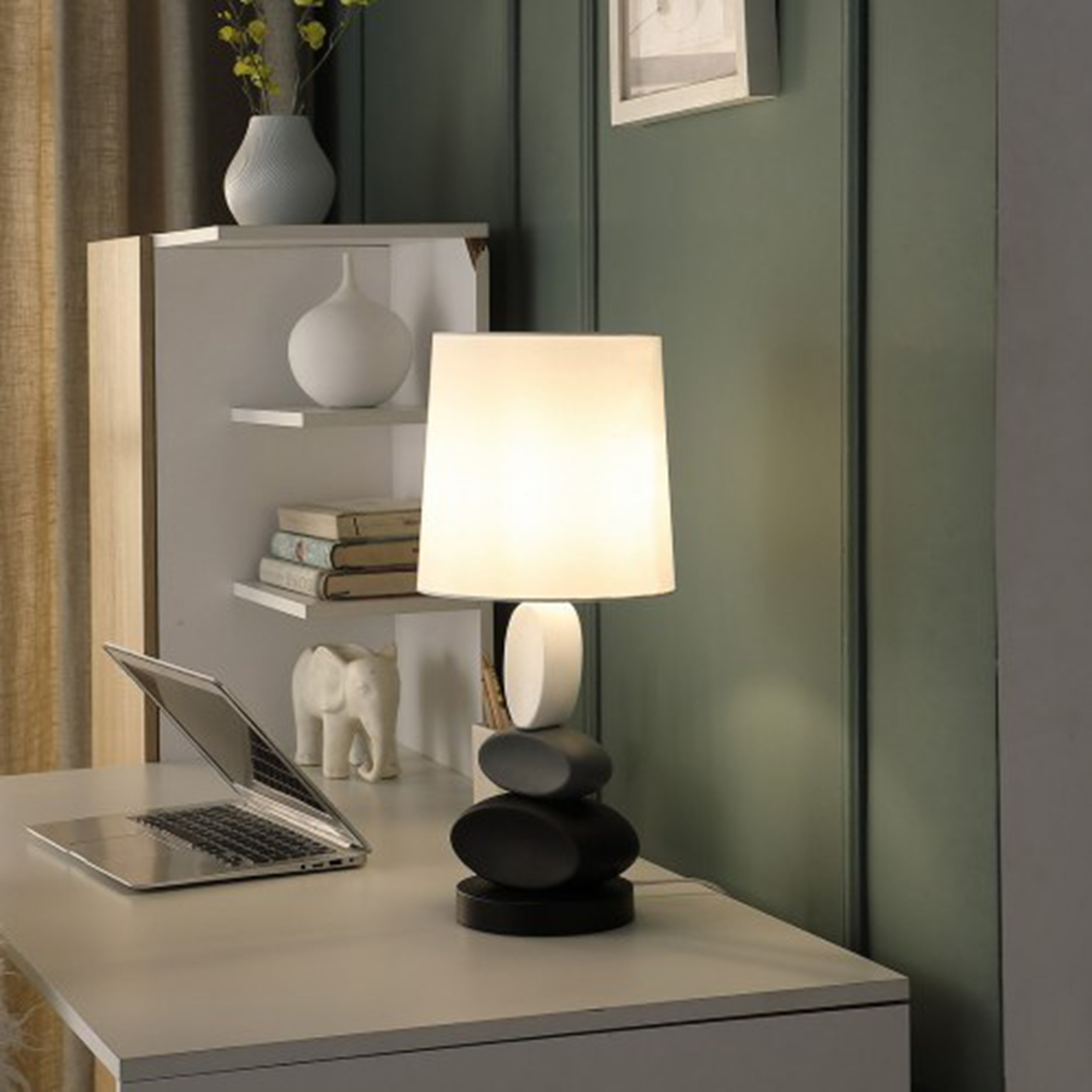 Wrought Studio 19" Coastal Como Modern Stacked Tablets Metal Table Lamp ...