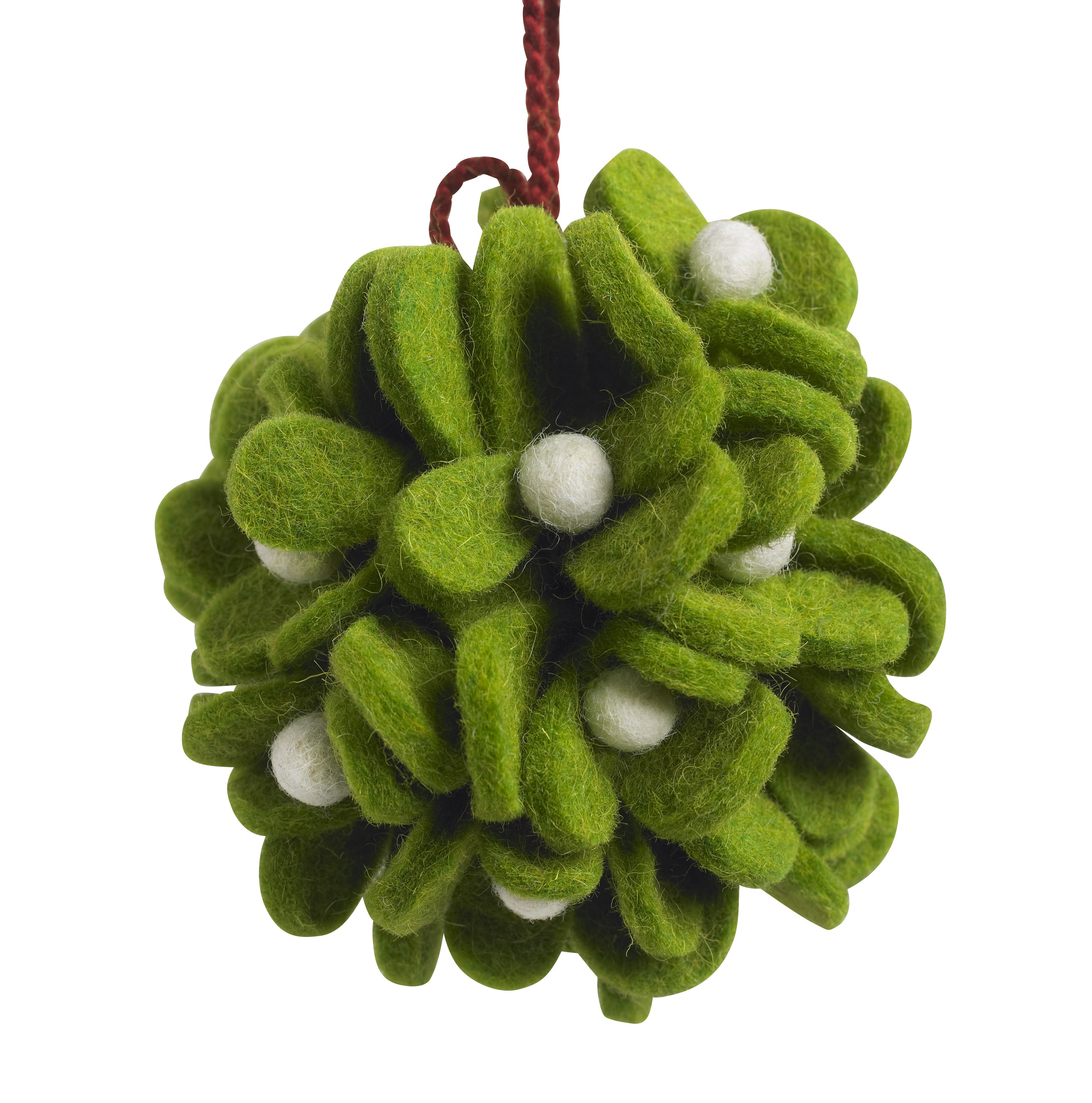 Arcadia Home Handmade Felt Mistletoe Ball Christmas Ornament | Wayfair