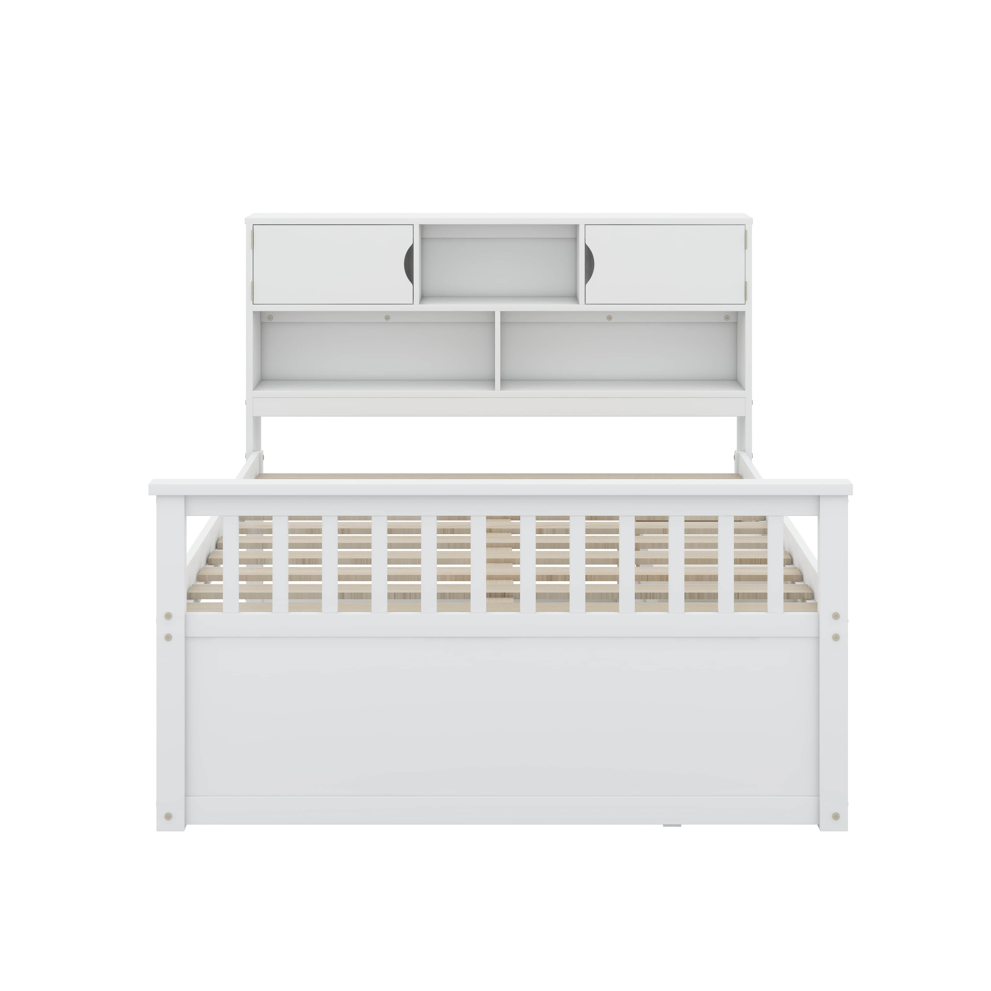 Lark Manor Full Size Captain Platform Bed Frame With Storage Bookcases ...