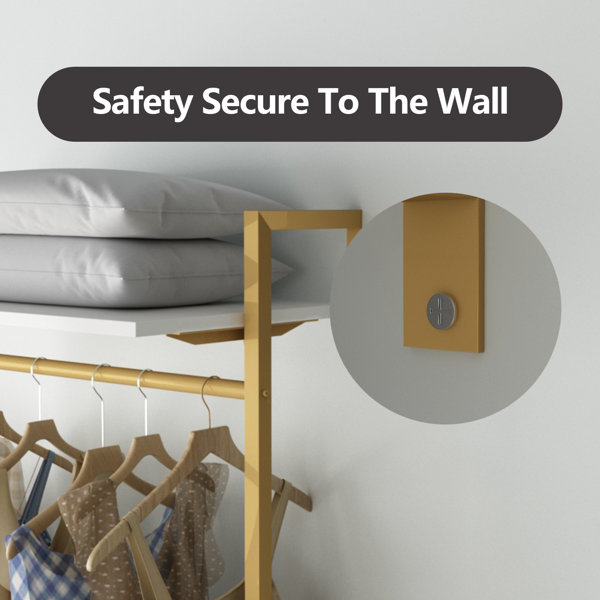 Rebrilliant Oloran Gold Wall Mount Clothes Rack with 4 Hanging Rods ...