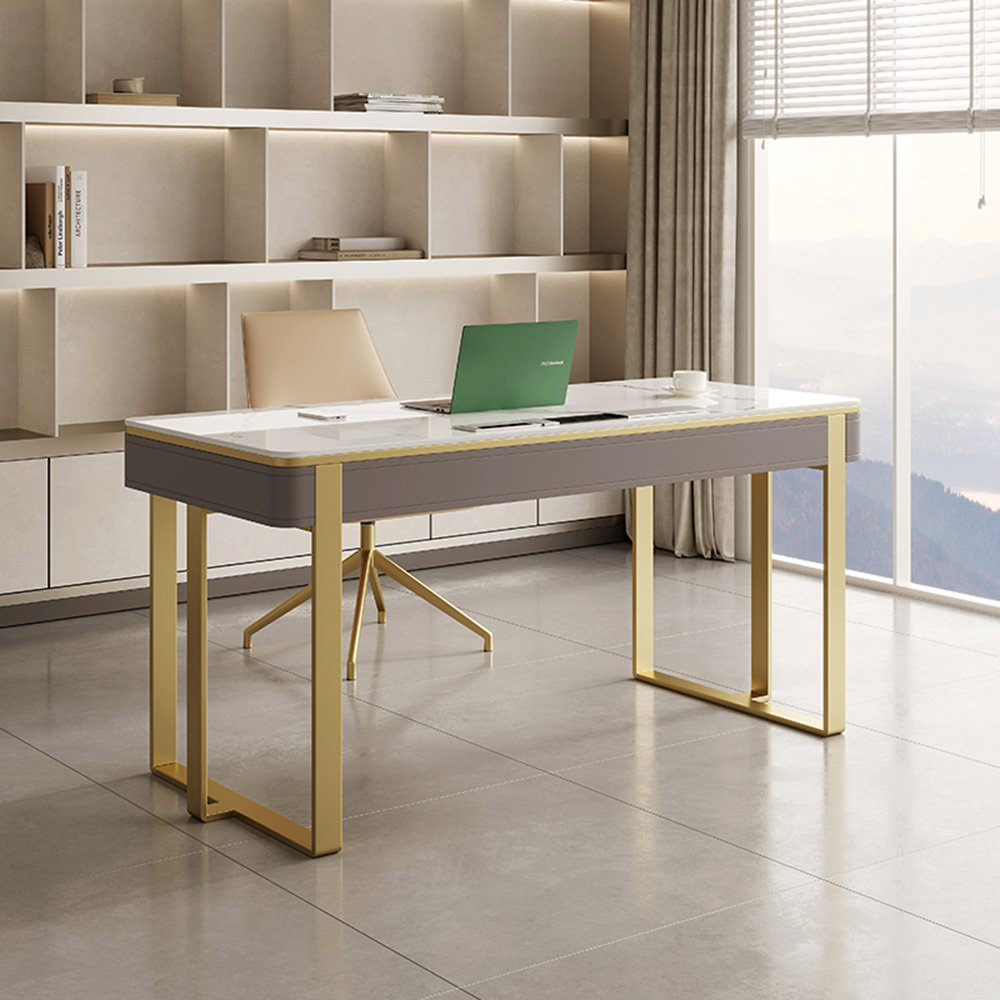 Everly Quinn 63" Luxury Home Storage Sintered Stone Computer Writing ...