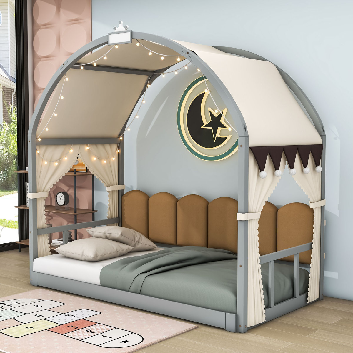 Harriet Bee Twin Canopy Extended DayBed with Integrated Tent and Light ...