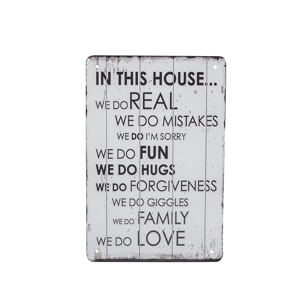 Trinx Retro House Rules We Do Love Fun Family Metal Sign Farmhouse Home ...