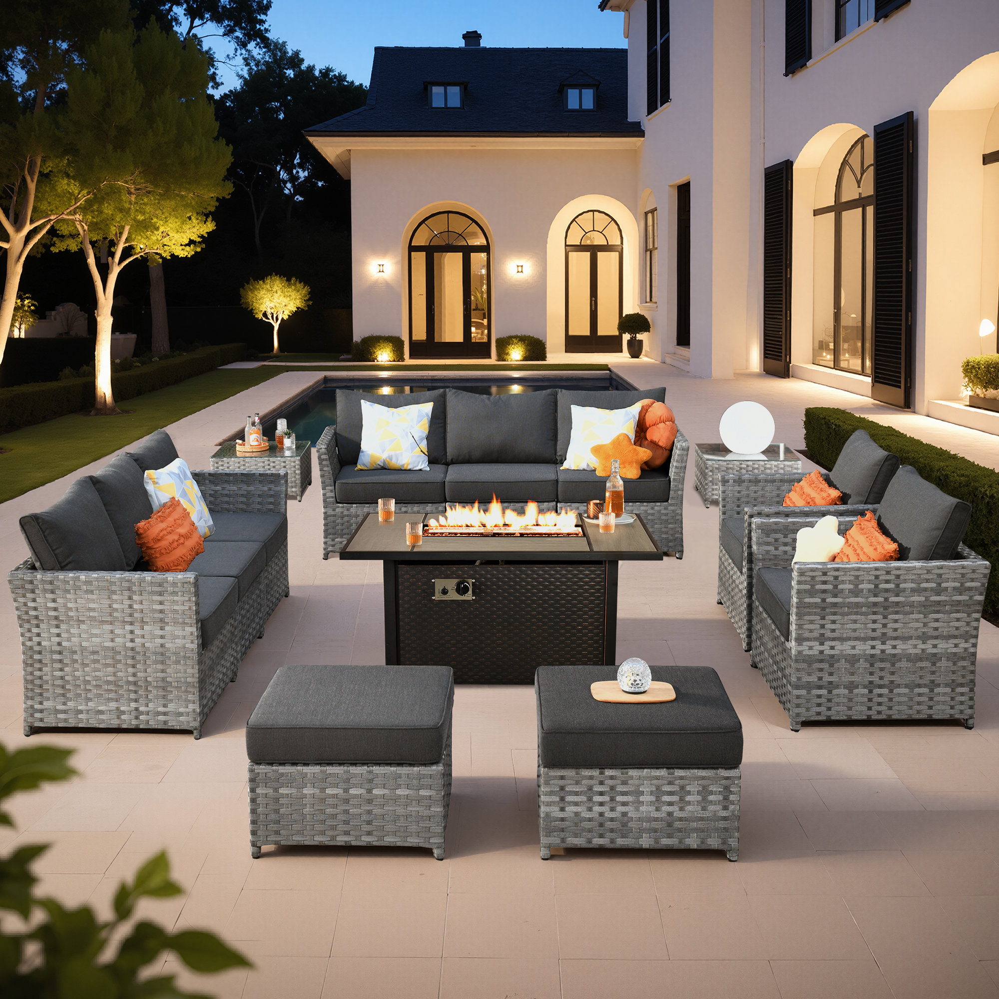 Lark Manor™ 10-person Mostly No Assembly Required Outdoor Sectional ...