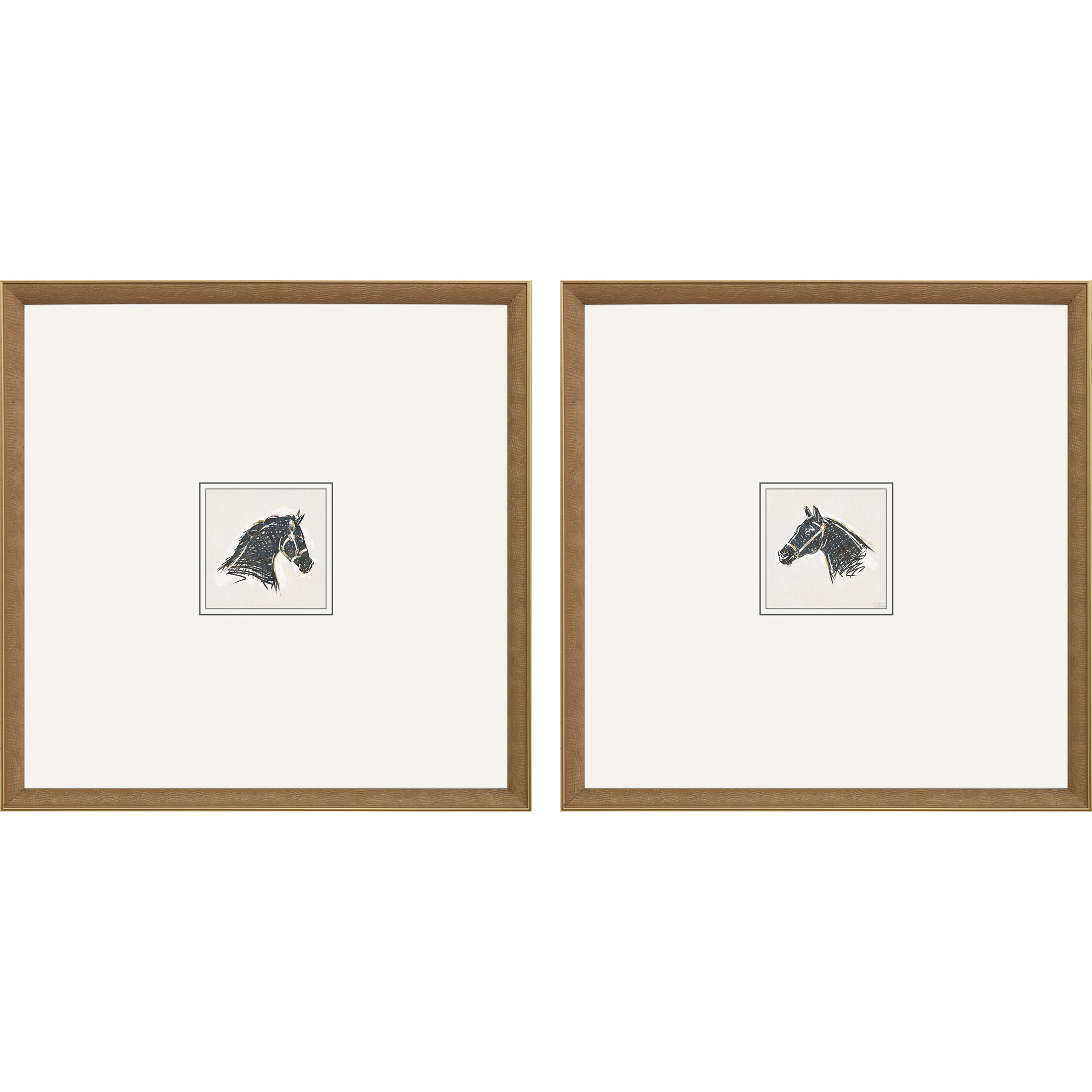 Alcott Hill® Bellmon Equestrian Study Framed On Paper 2 Pieces Print ...