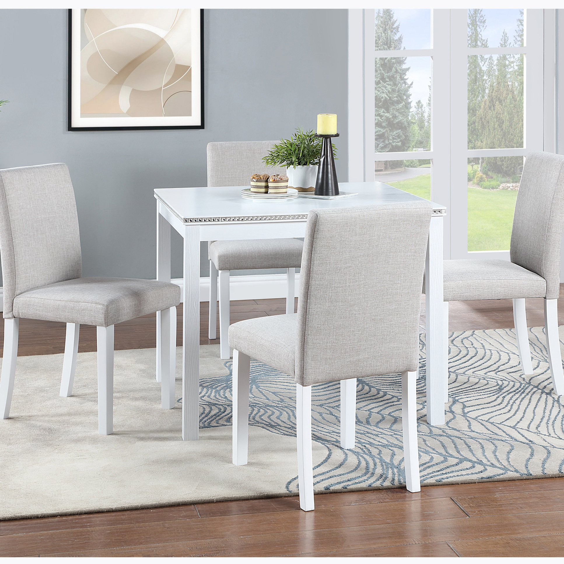 Winston Porter Elegant 5 Dining Configuration With Square Wooden Table ...