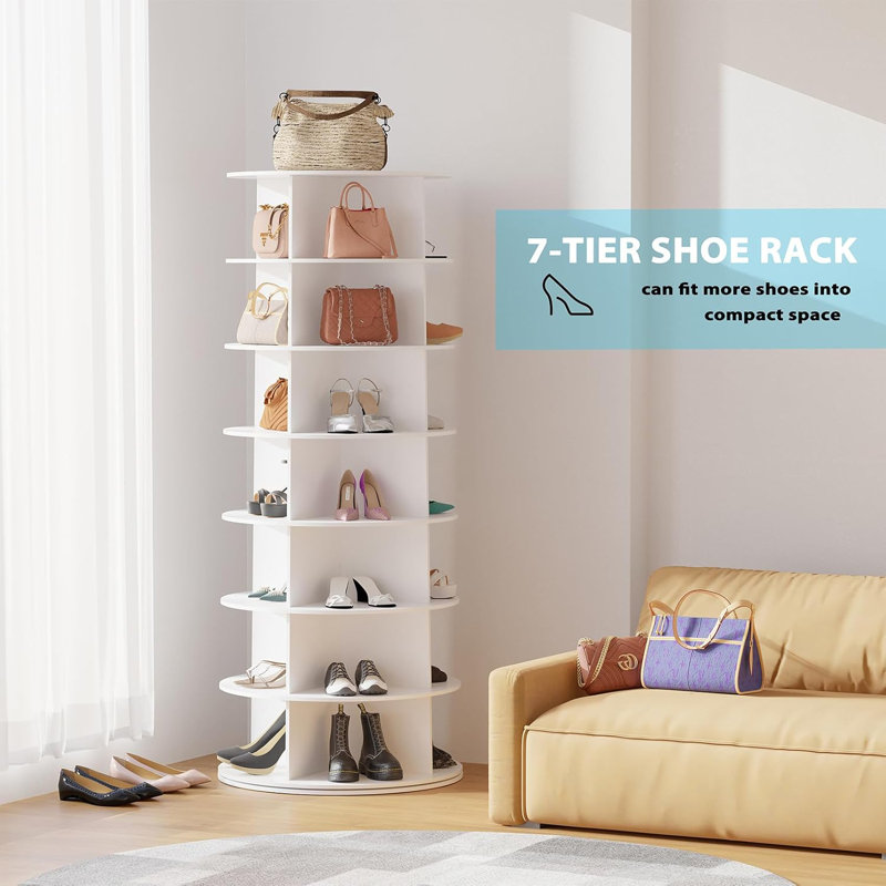 Hokku Designs 7-Tier Rotating Shoe Rack Tower With 360° Swivel Base ...