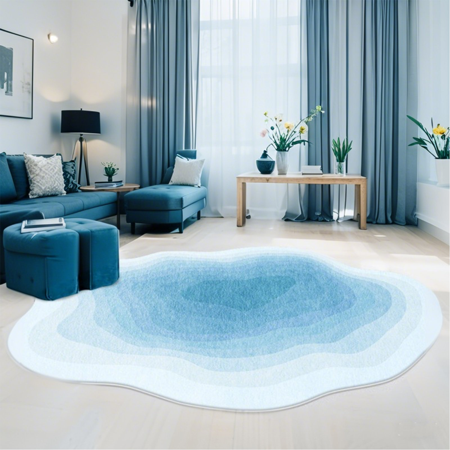 Ivy Bronx Unique Irregular Shaped Rug 4.6x6.5ft Boho Abstract Art ...