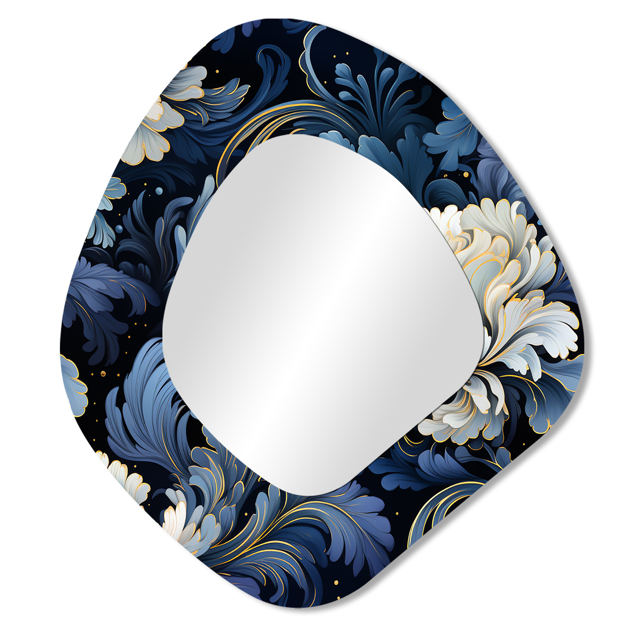 Design Art Astral Blue White Damask Radiance - Damask Bohemian Wall ...