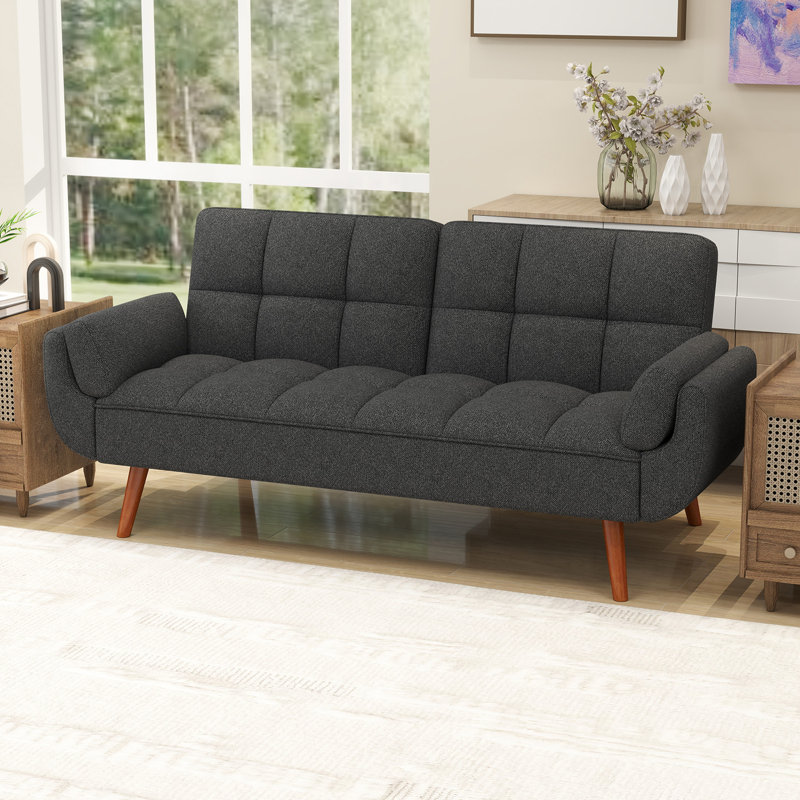 George Oliver Jackelien Full / Double 75.4" Upholstered Futon Sofa Bed ...