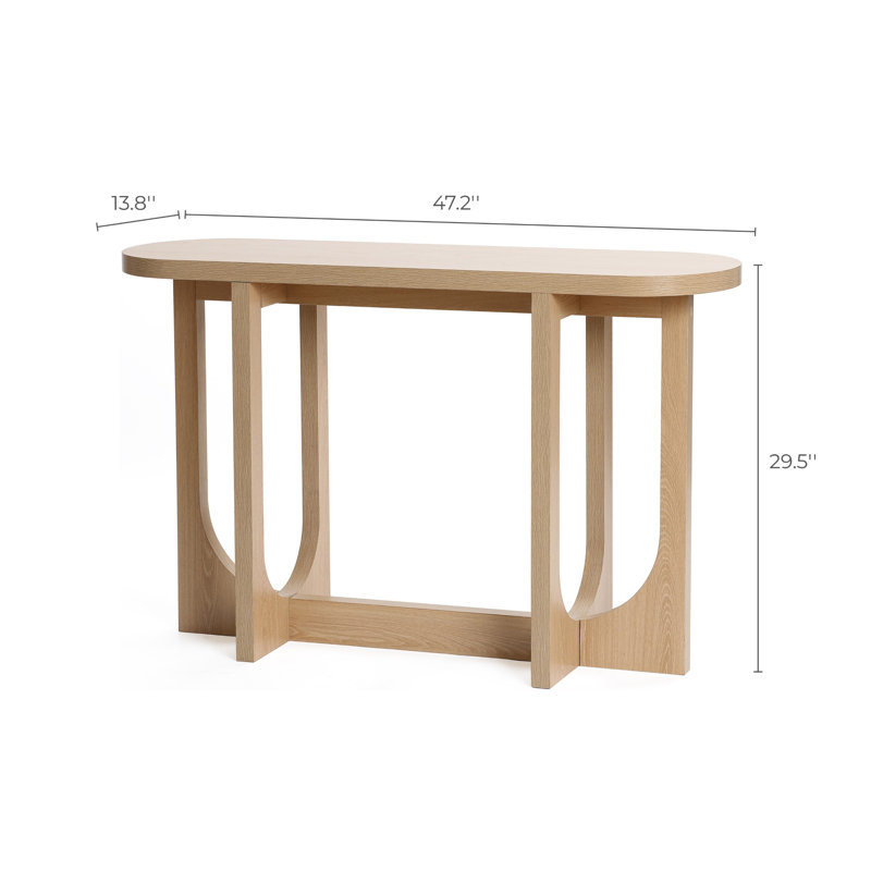 Latitude Run® Natural Finish MDF Wood 47-Inch Long Oval Console Table ...