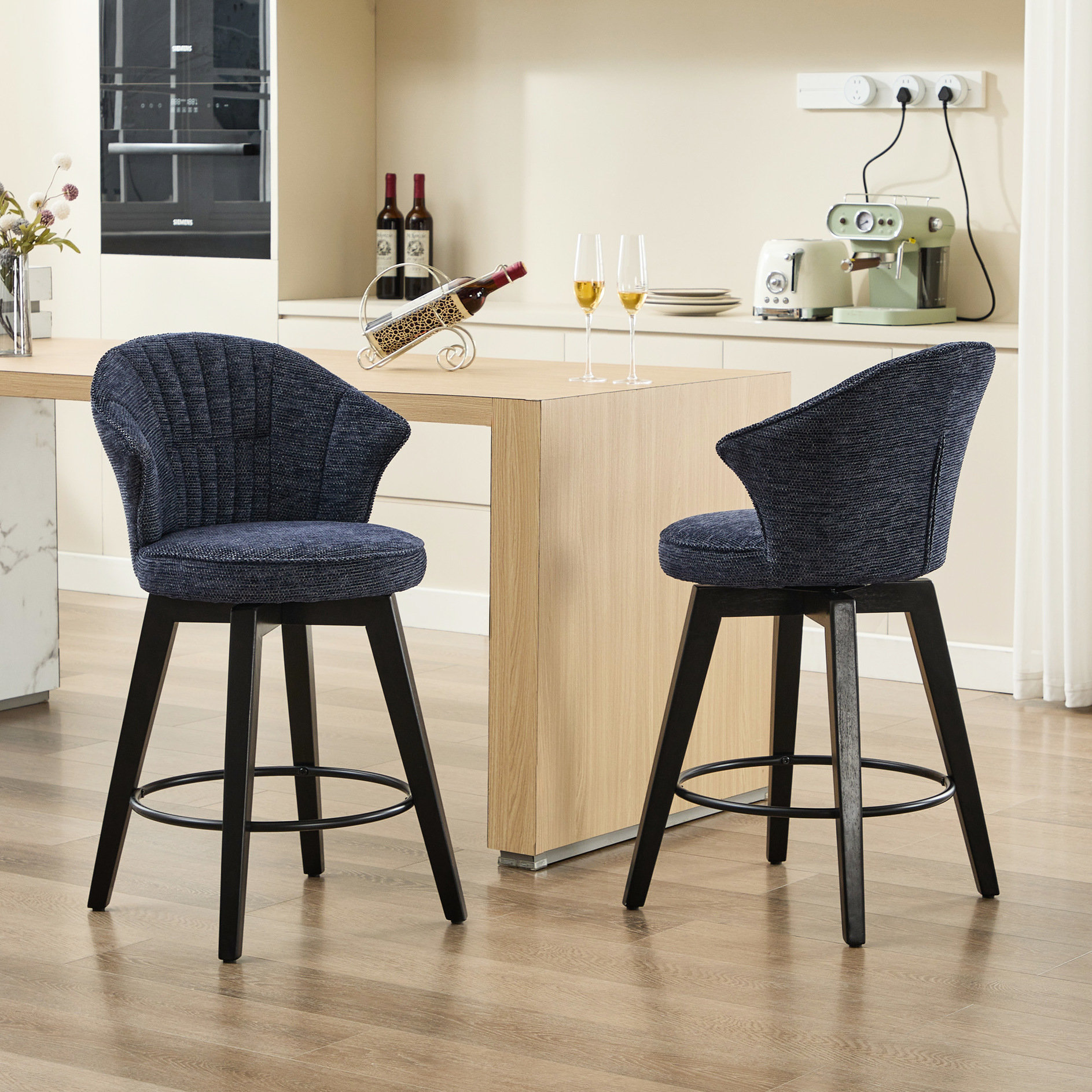 Everly Quinn Adjustable 25" Counter Height Wing Back Bar Stools Of 2 ...