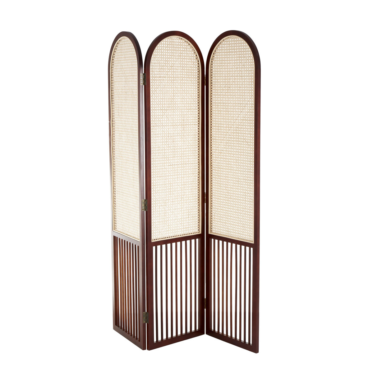 Bay Isle Home™ Wood Arched 3 Panel Partition Dark Brown Divider Screen ...