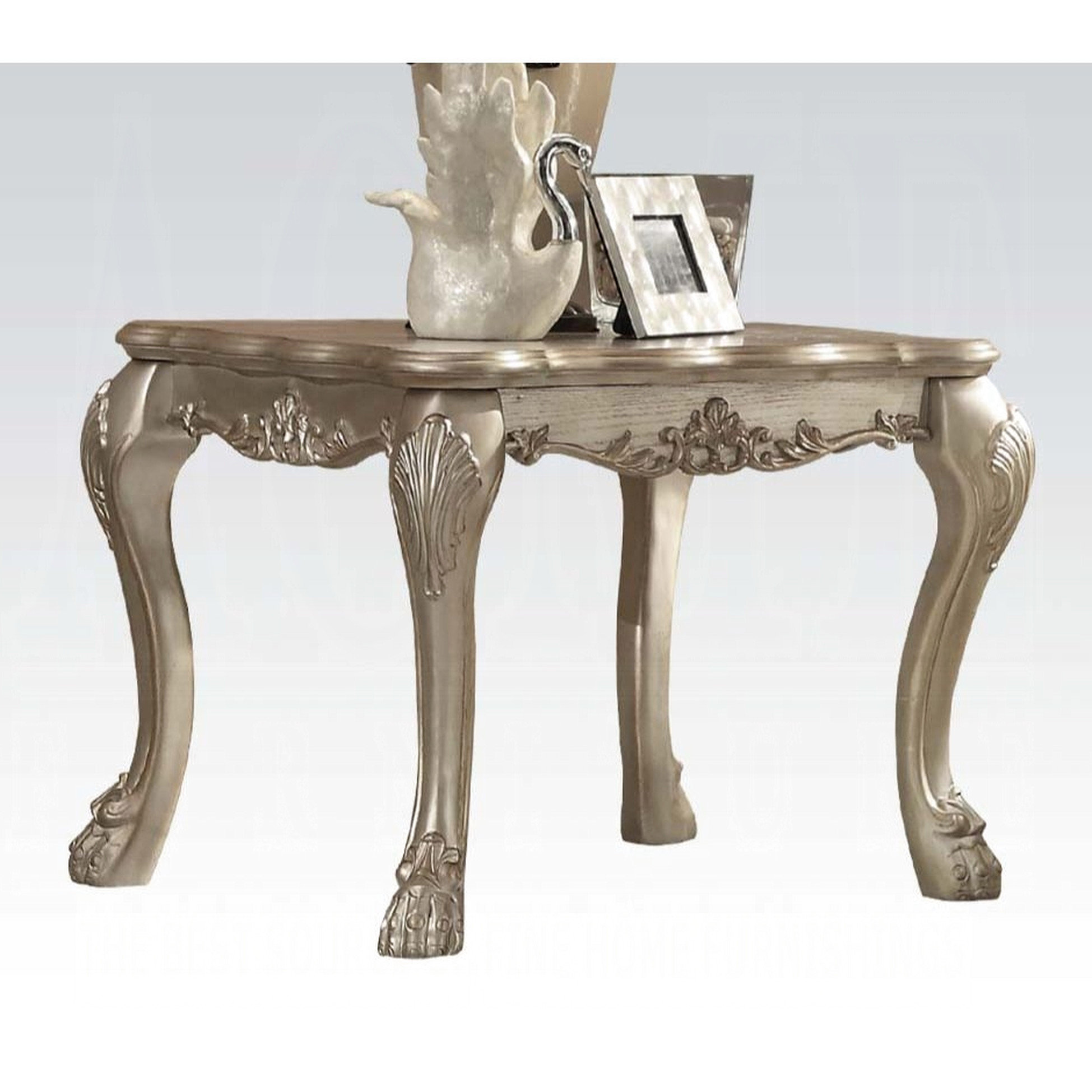 House of Hampton® Square End Table In Gold Patina And Bone, Claw Leg ...