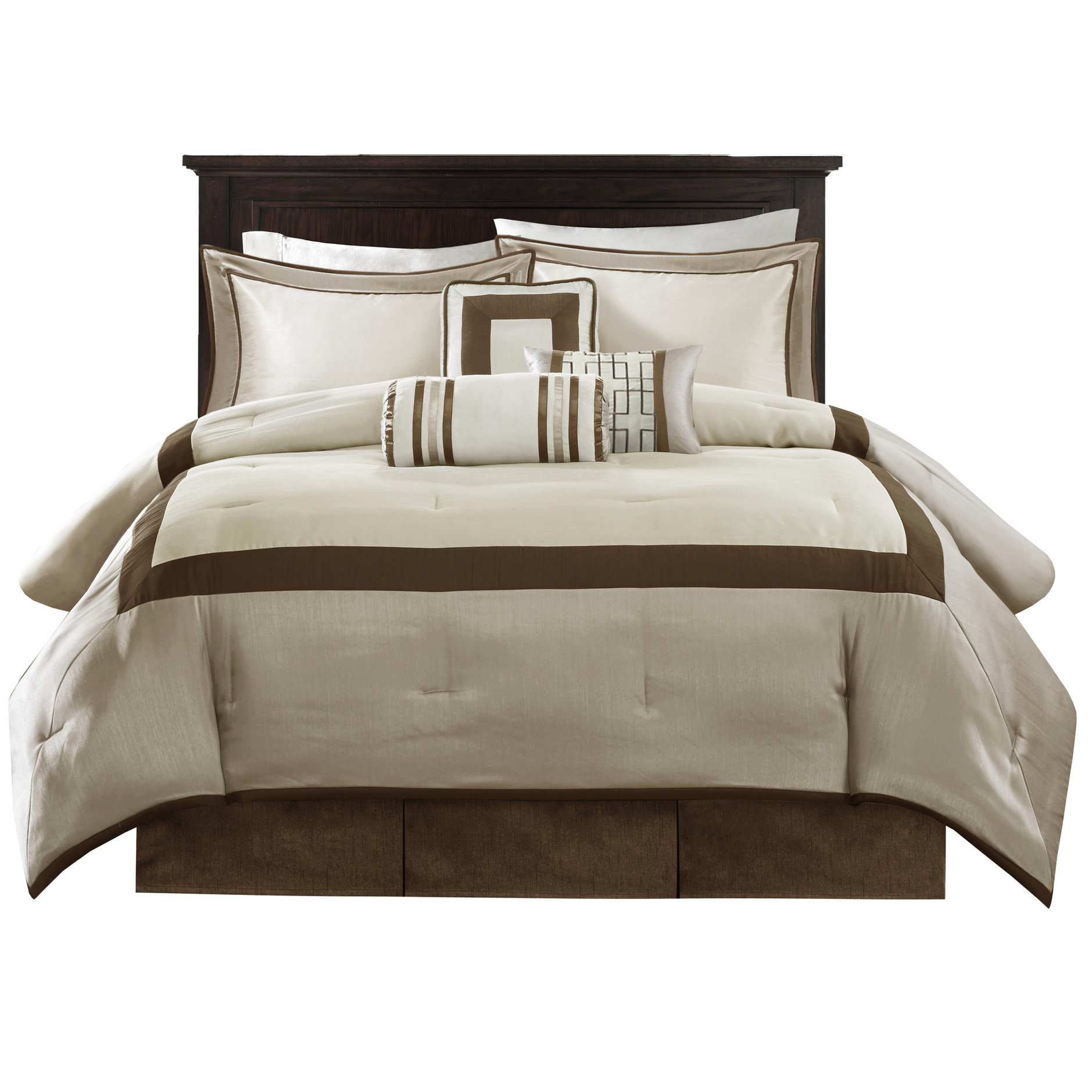 BalmyBoulevard 7 Piece Bedding - Taupe/Brown Neutral Colorway Filled ...