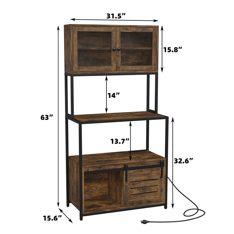 Ebern Designs Nyyear 63'' Tall Kitchen Pantry with Outlet,Kitchen Hutch ...