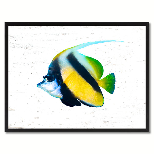 SpotColorArt Yellow Tropical Fish Framed On Canvas Painting | Wayfair