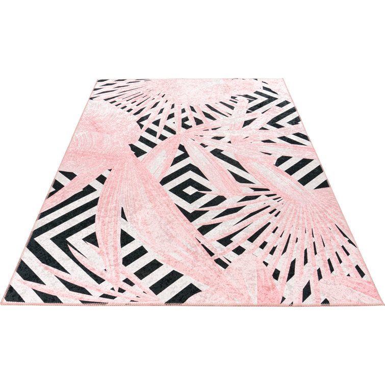 Bay Isle Home Genovese Hand Woven Flatweave Black/Pink Area Rug ...