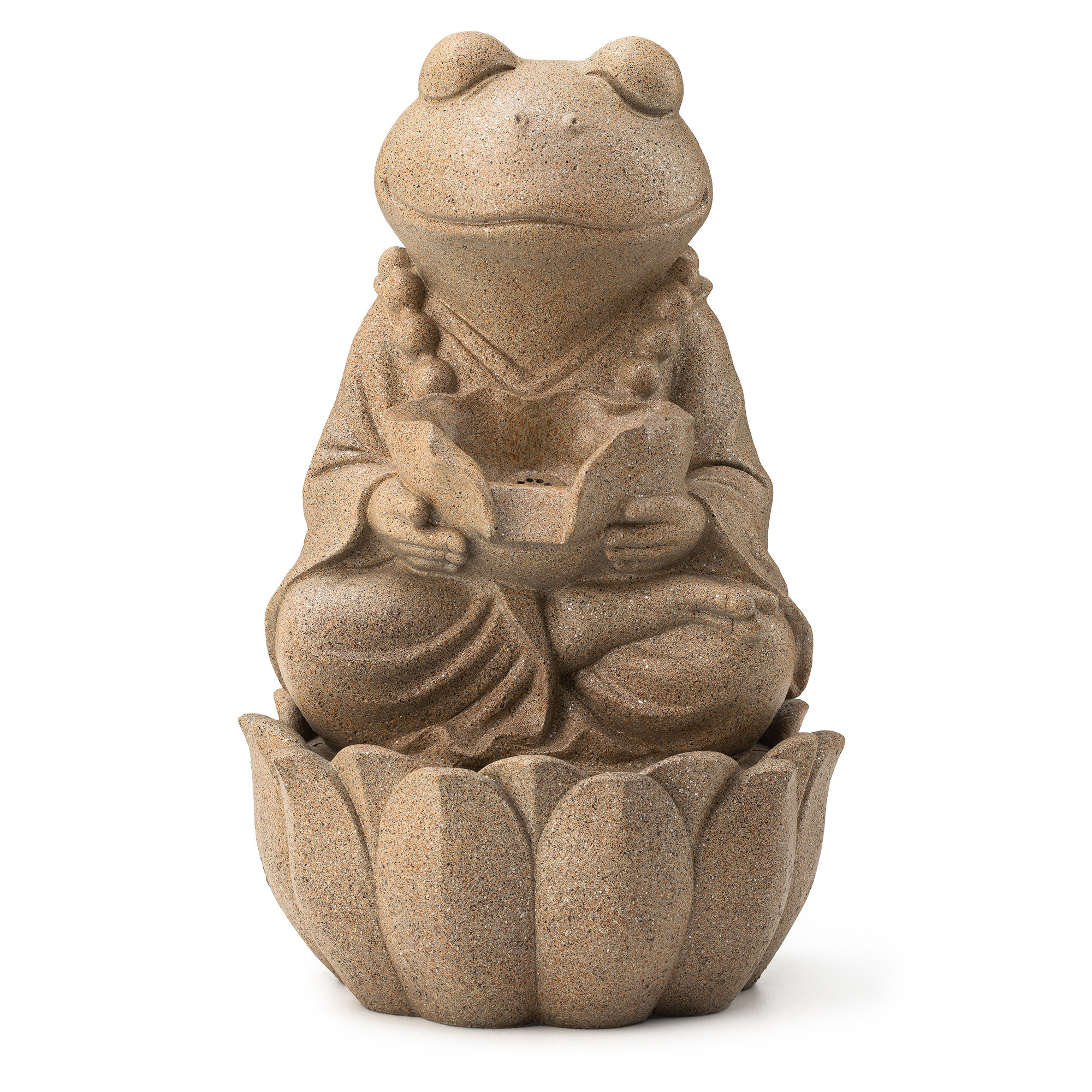 Trinx Outdoor Fountains with LED Lights - 21.75"H Zen-Style Frog Sand ...