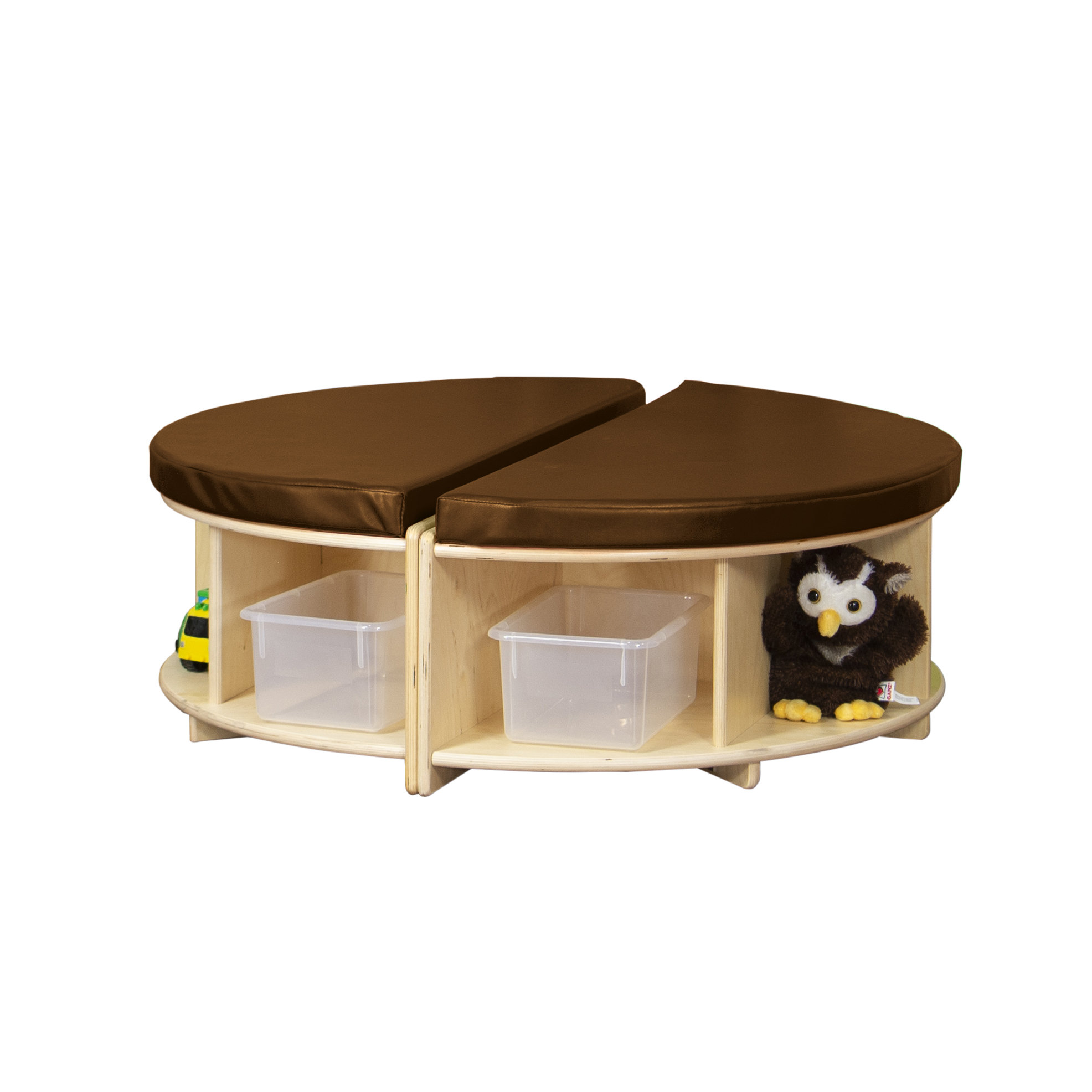Wood Designs Read-A-Round Circle Bench with Brown Cushion and Trays ...
