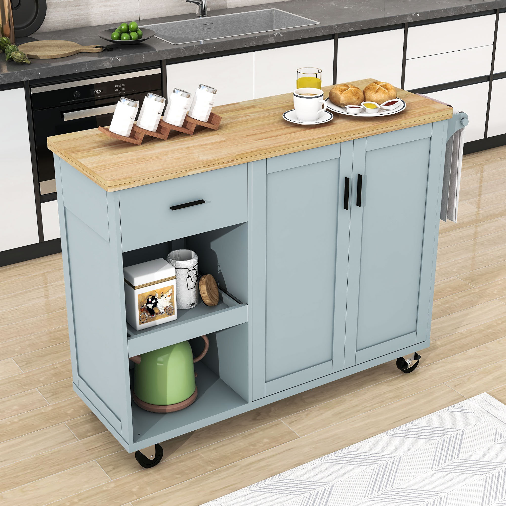 Lark Manor™ Chalia Expandable Kitchen Island Cart with Folding ...