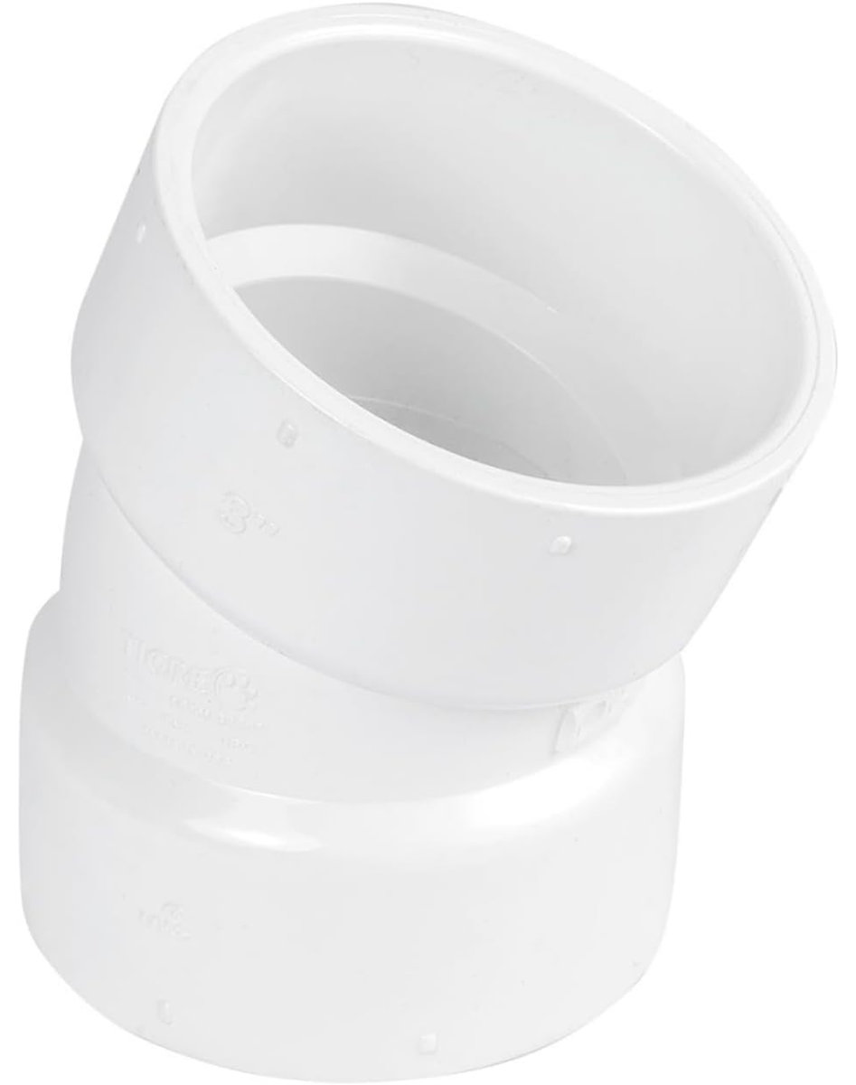 Supply Giant 6 in. White PVC DWV 1/16 Bend 22.5° Elbow, Hub x Hub ...