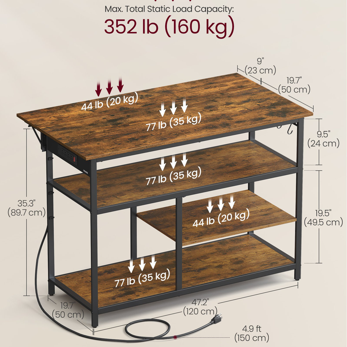 17 Stories Kitchen Workbench With Extendable Worktop | Wayfair