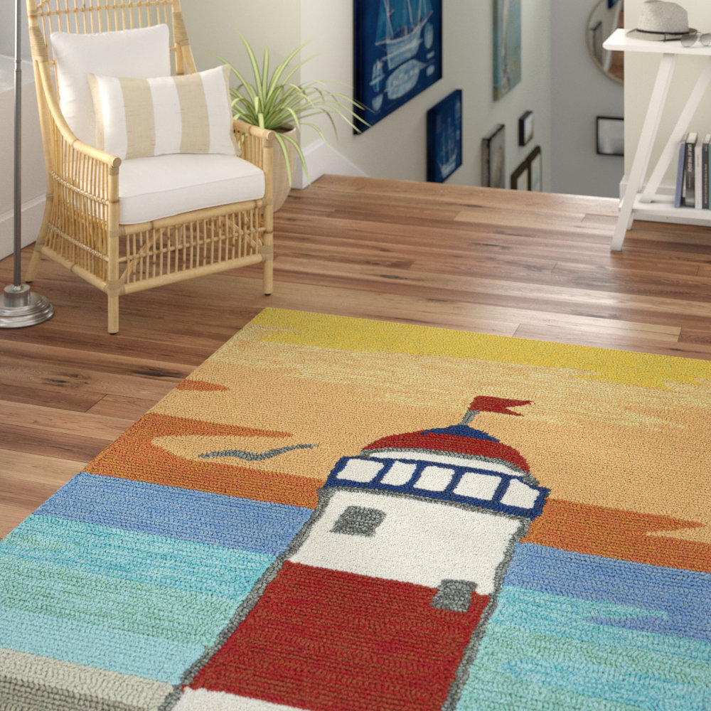 Longshore Tides Emmeline Handmade Indoor/Outdoor Lighthouse Area Rug ...