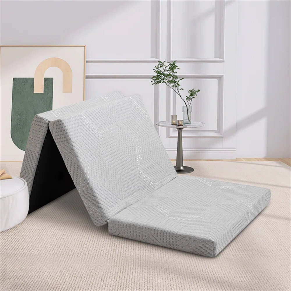 Alwyn Home Holsworth 4'' Gray Tri-Fold Medium Memory Foam Mattress ...